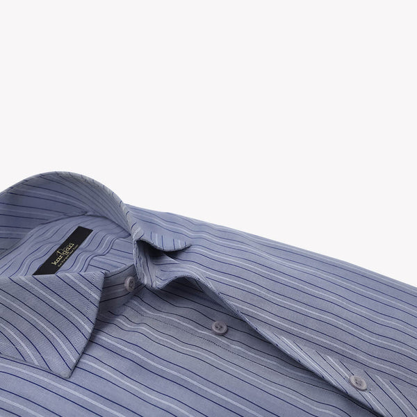 Steel Grey Shirt with White and Blue Lines – Karigari